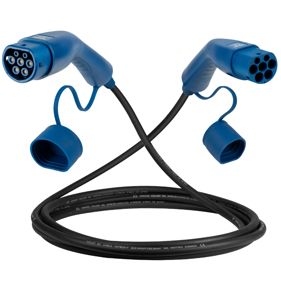 Type 2 | mode 3 | 16A | 11kW-ladekabel